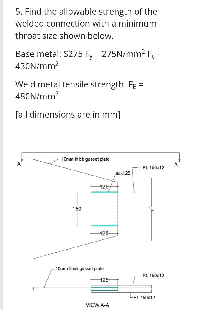 Solved 5. Find the allowable strength of the welded | Chegg.com