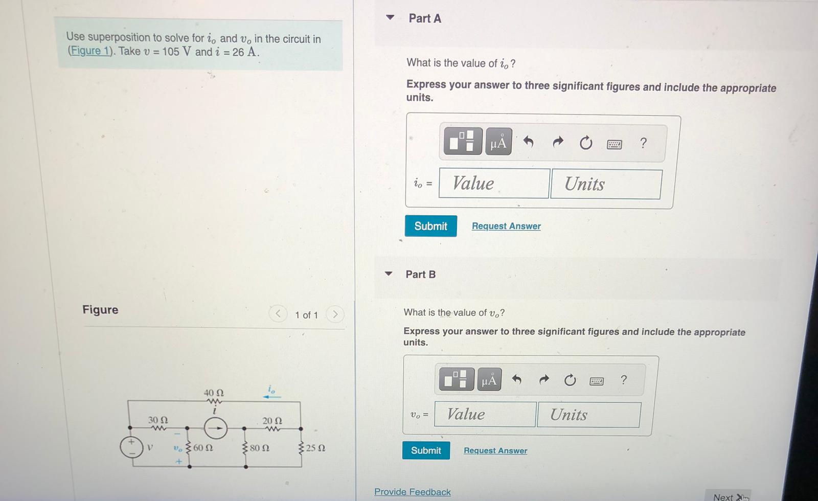 Solved Use superposition to solve for io and vo in the | Chegg.com
