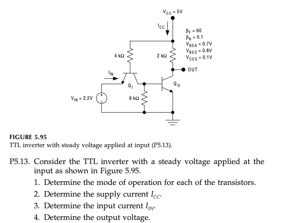 Solved FIGURE 5.95 TTL inverter with steady voltage applied | Chegg.com