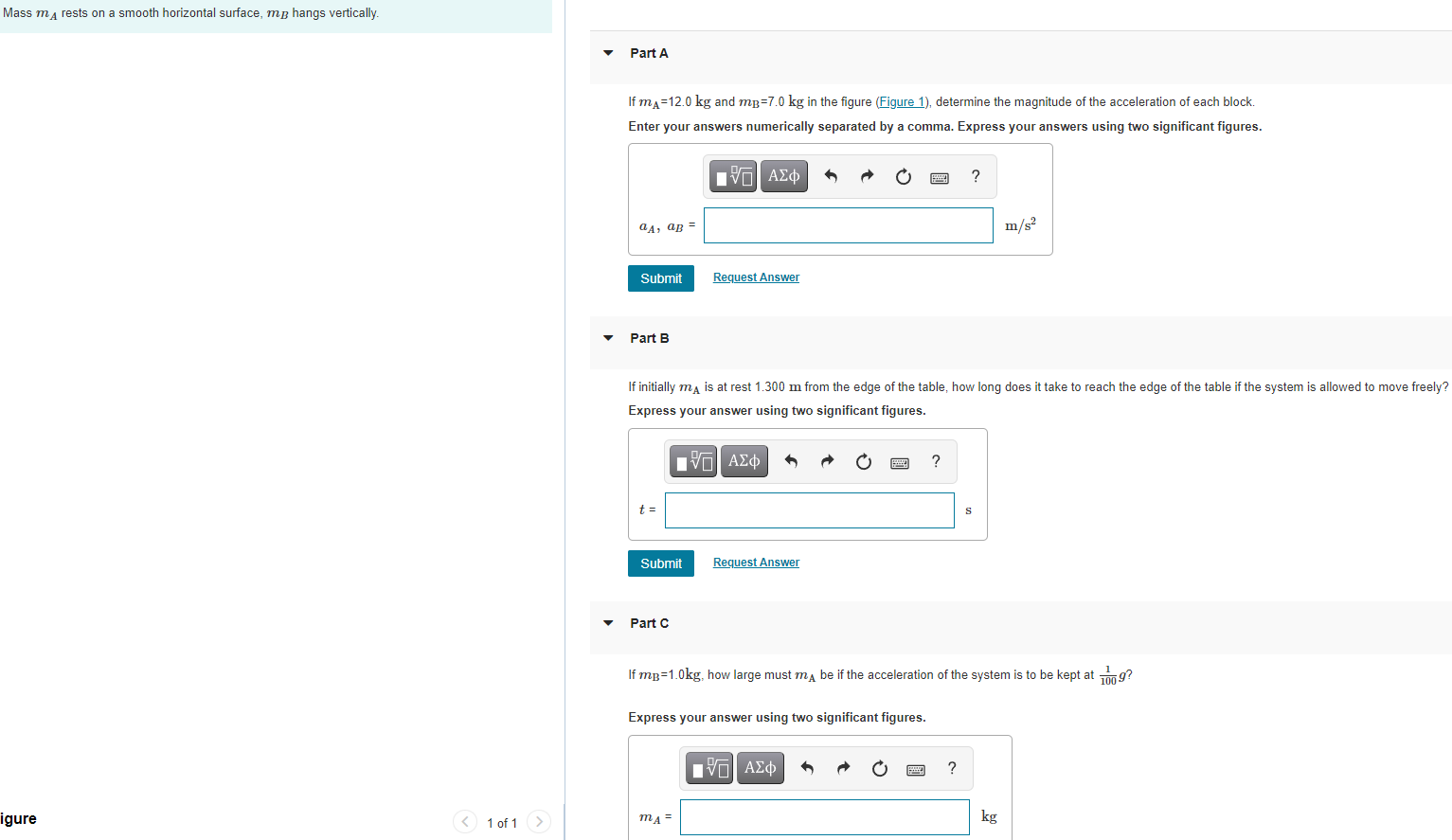 Solved Mass ma rests on a smooth horizontal surface, mp | Chegg.com