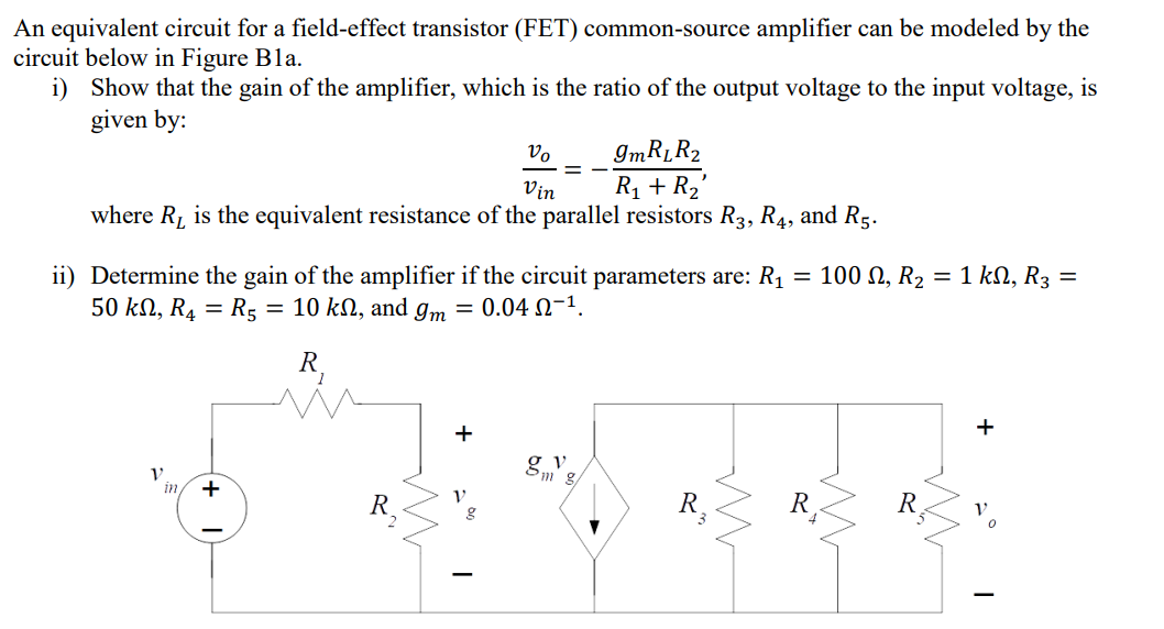 Solved An equivalent circuit for a field-effect transistor | Chegg.com