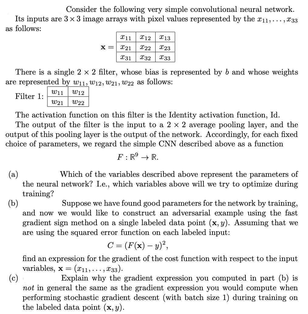 Consider the following very simple convolutional | Chegg.com