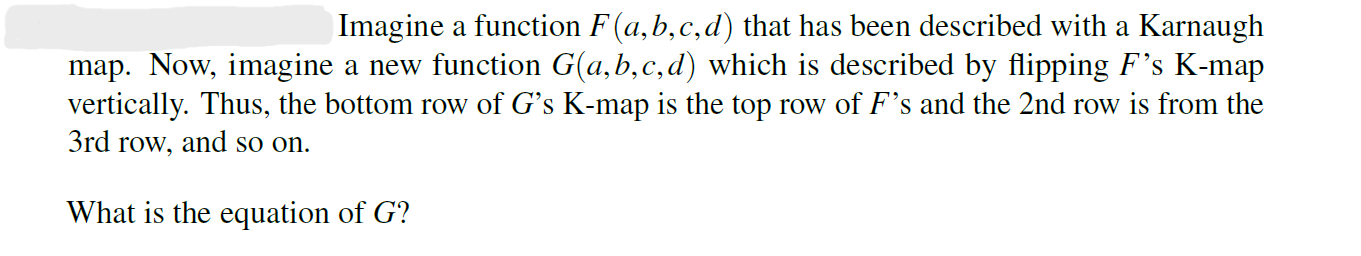 Solved Imagine a function F(a,b,c,d) that has been described | Chegg.com