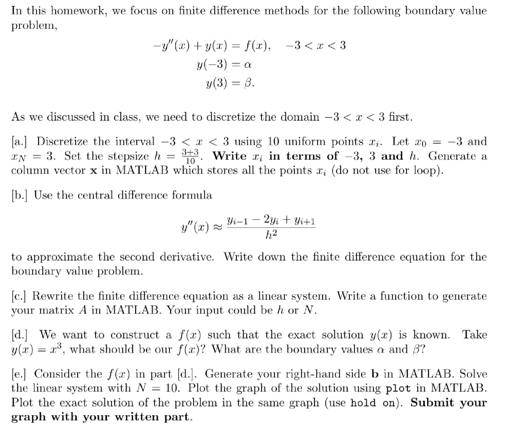 Solved In this homework, we focus on finite difference | Chegg.com