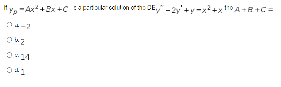 Solved If yp=Ax2+Bx+C is a particular solution of the | Chegg.com