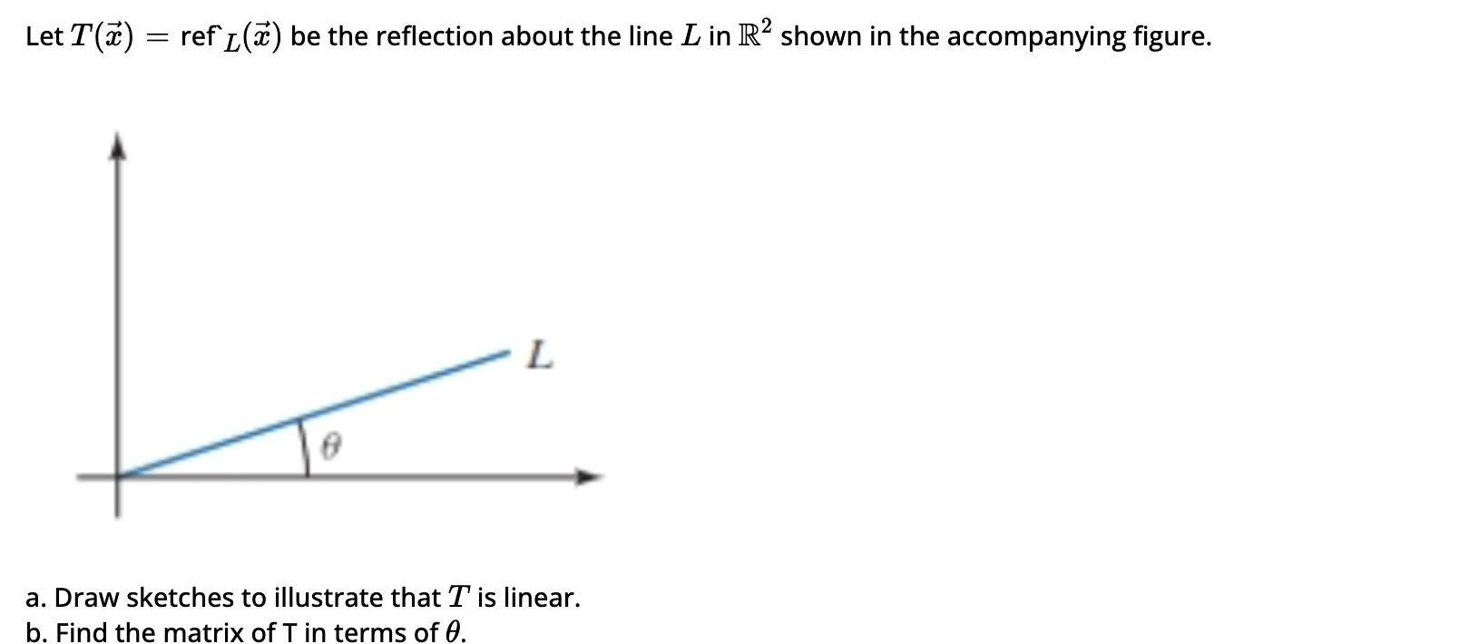 Solved Let T(x)= ref L(x) be the reflection about the line L | Chegg.com