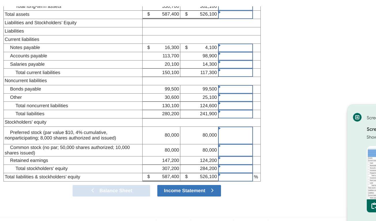 Solved Prepare a horizontal analysis of both the balance | Chegg.com