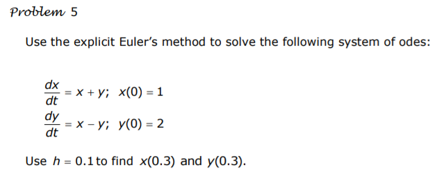 Solved Use the explicit Euler’s method to solve the | Chegg.com