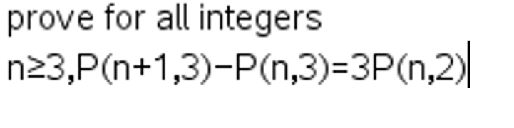 Solved prove for all integers n23,P(n+1,3)-P(n,3)=3P(1,2) | Chegg.com
