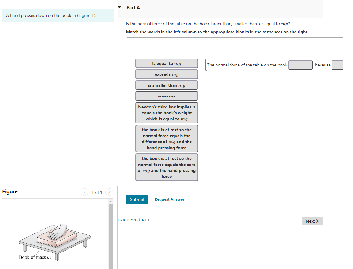 Solved A hand presses down on the book in Is the normal | Chegg.com