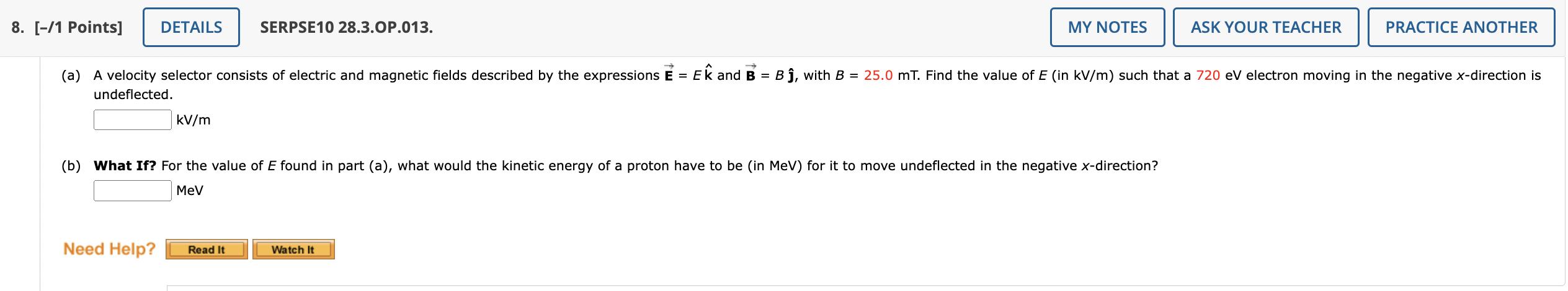 Solved undeflected. kV/m MeV | Chegg.com