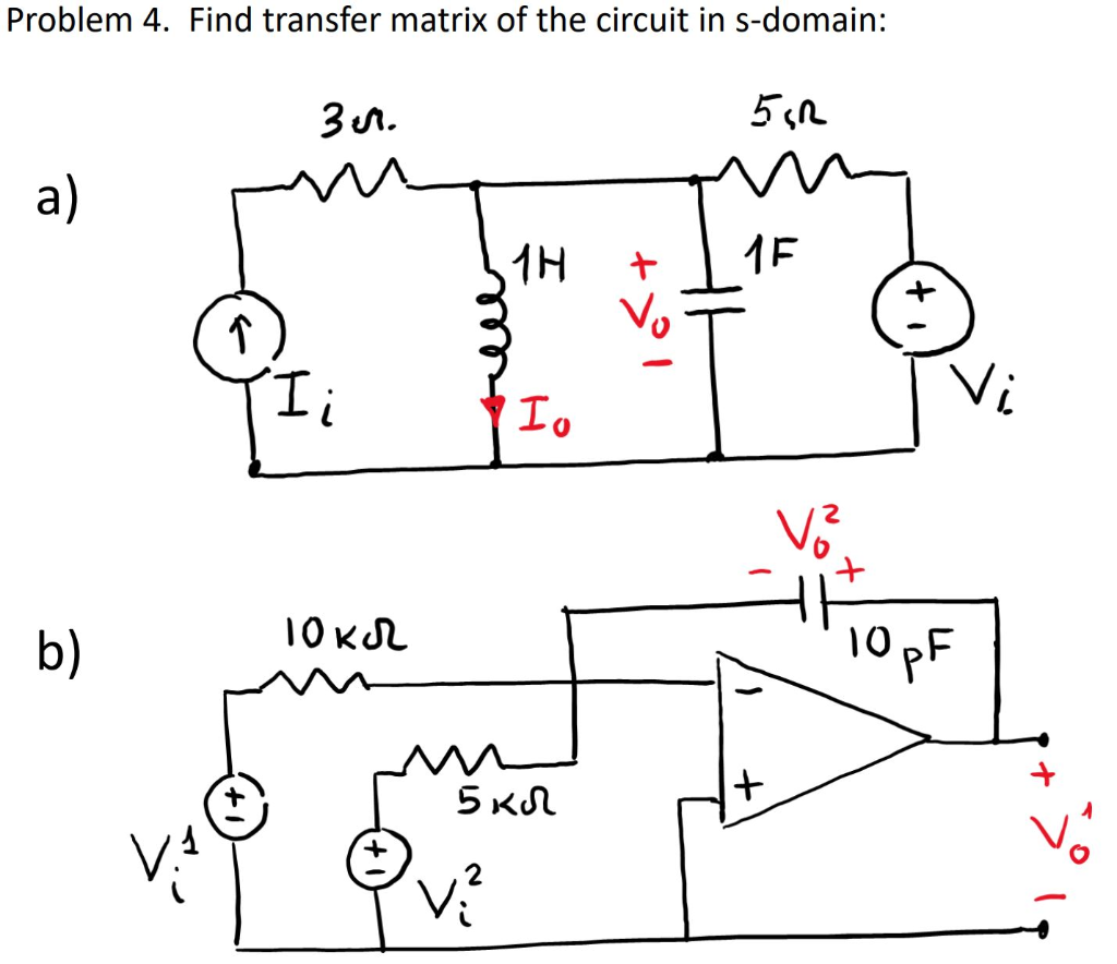 Solved Problem 4. Find transfer matrix of the circuit in | Chegg.com
