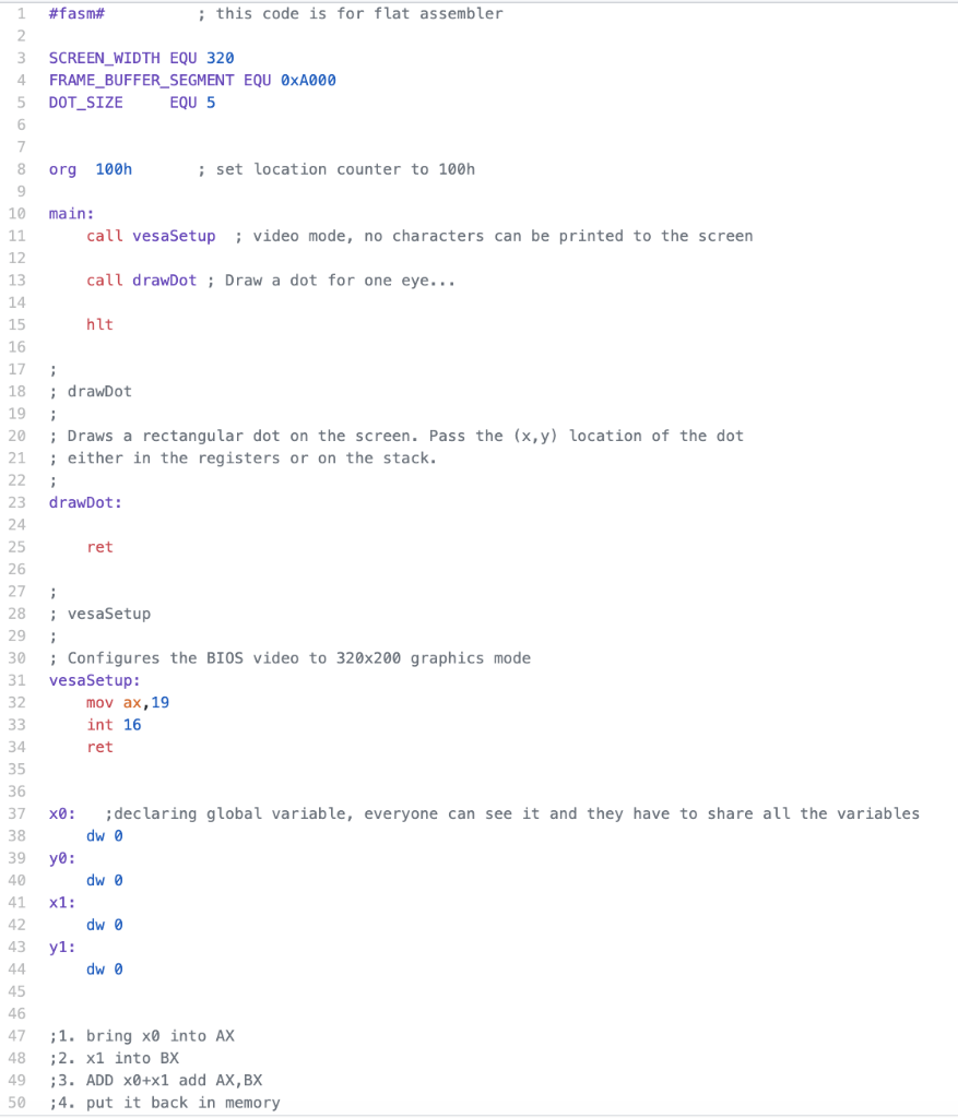 Write a program in assembly that draws something on | Chegg.com