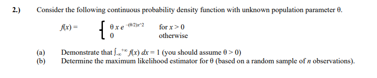 Solved 2.) Consider the following continuous probability | Chegg.com