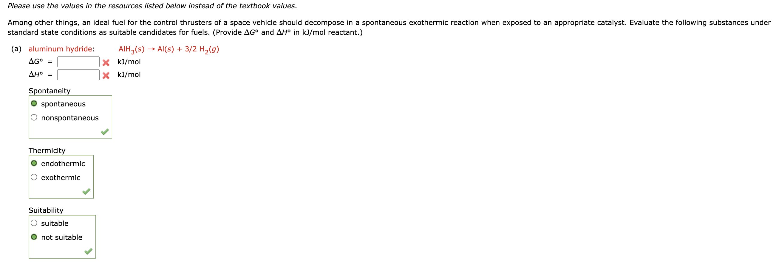 Please use the values in the resources listed below | Chegg.com
