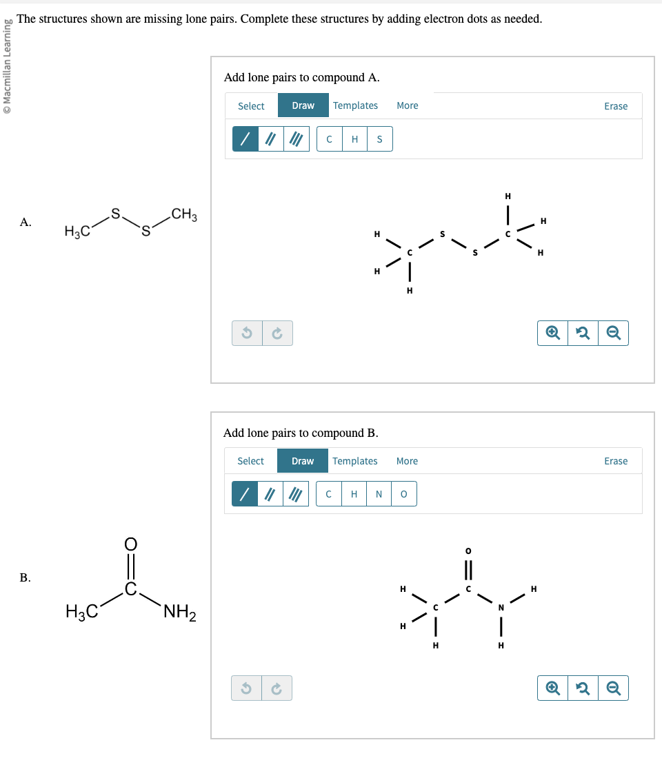 Solved The structures shown are missing lone pairs. Complete | Chegg.com