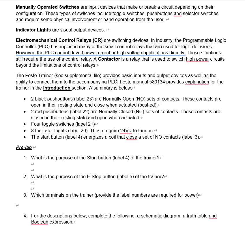 Circuit A 1. A normally open pushbutton (PB_A) turns | Chegg.com