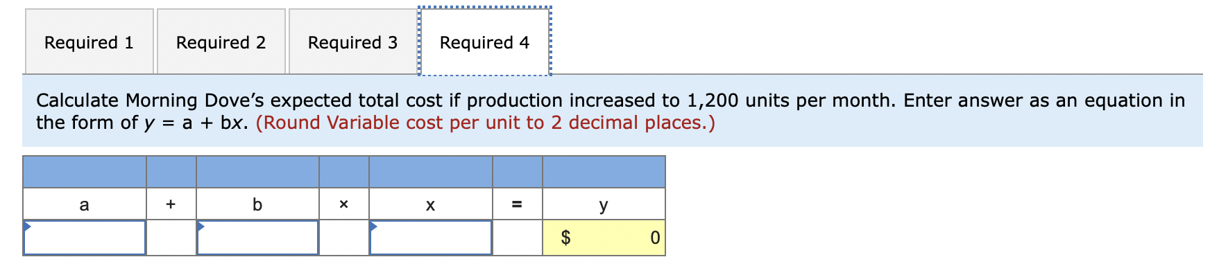 Solved State Morning Dove's linear cost equation for a | Chegg.com