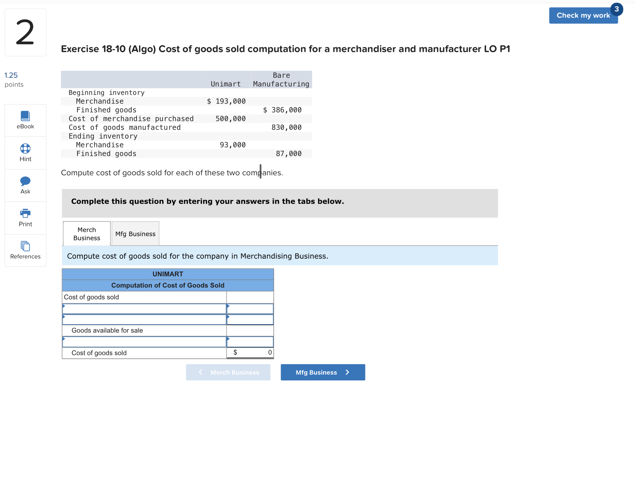 Solved xercise 18-10 (Algo) Cost of goods sold computation | Chegg.com Solved xercise 18-10 (Algo) Cost of goods sold computation | Chegg.com