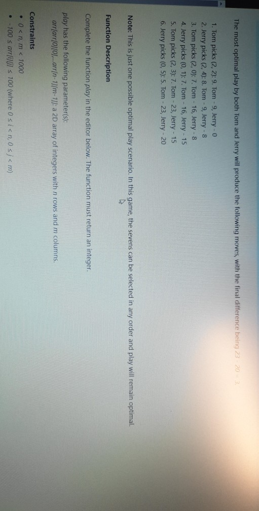 Matrix Game Tom and Jerry play a game with a matrix | Chegg.com