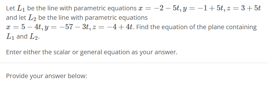 Solved Let L1 be the line with parametric equations | Chegg.com