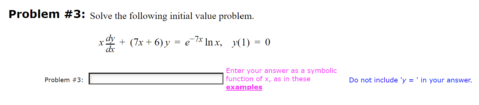 Solved Problem #3: Solve the following initial value | Chegg.com
