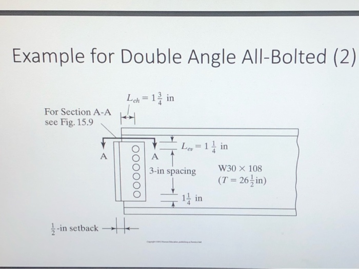 xample for Double Angle All-Bolted (2 Leh = 1 in For | Chegg.com