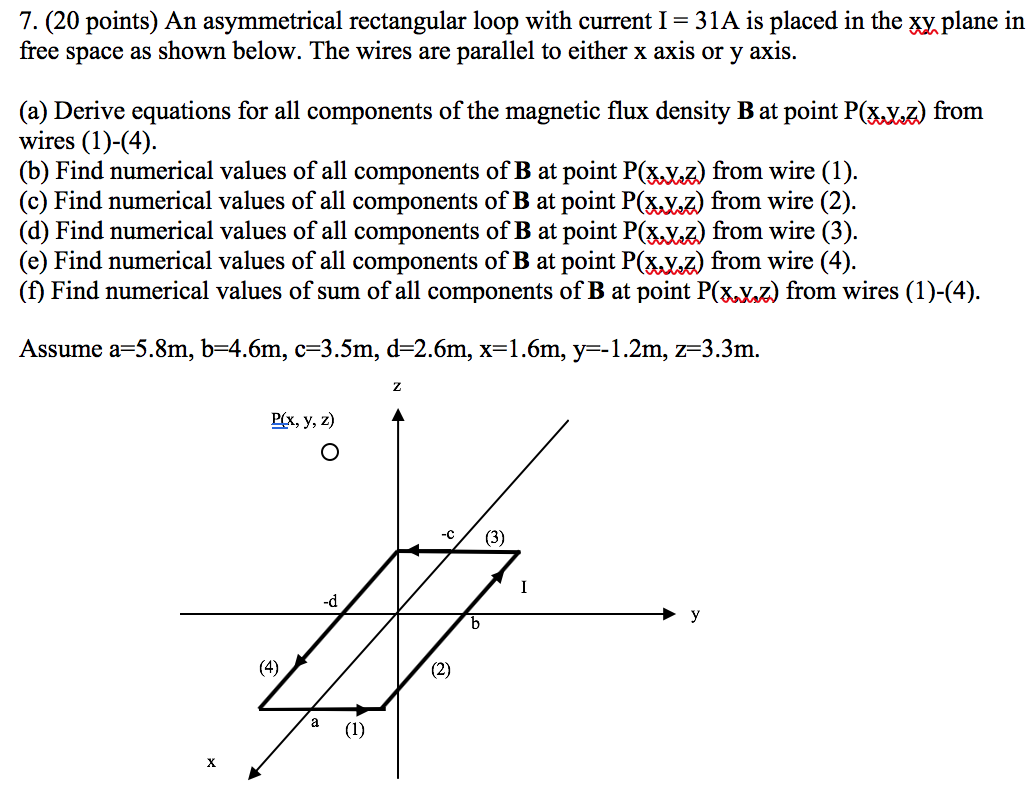 Solved 7. (20 points) An asymmetrical rectangular loop with | Chegg.com