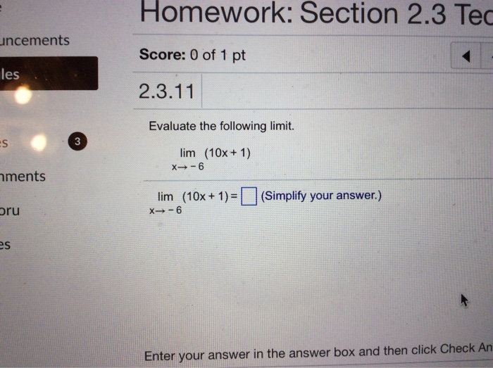 Solved Homework: Section 2.3 Tec ncements Score: 0 of 1 pt | Chegg.com