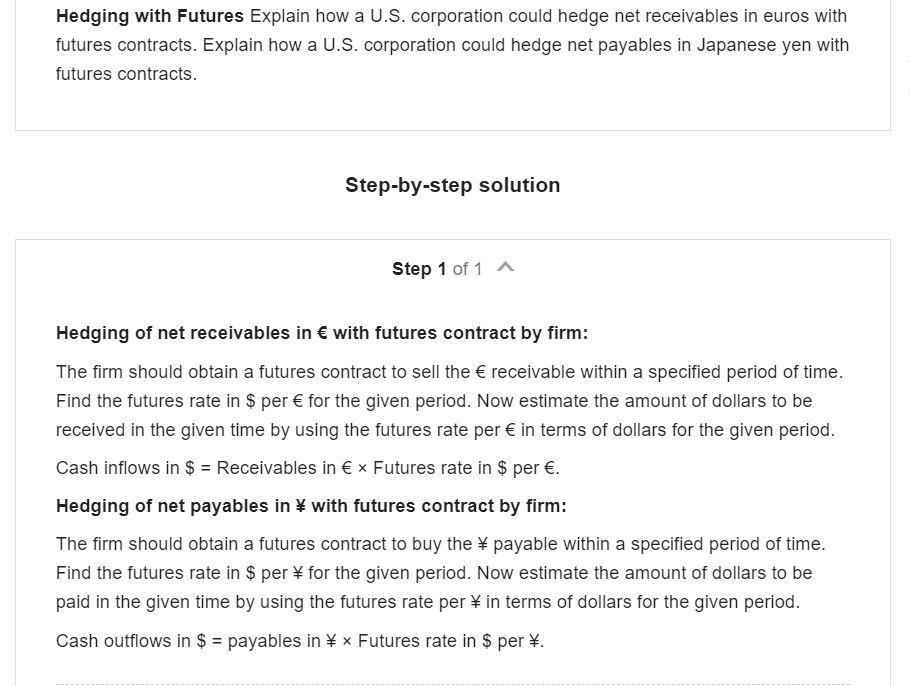 Solved Hedging with Futures Explain how a U.S. corporation | Chegg.com