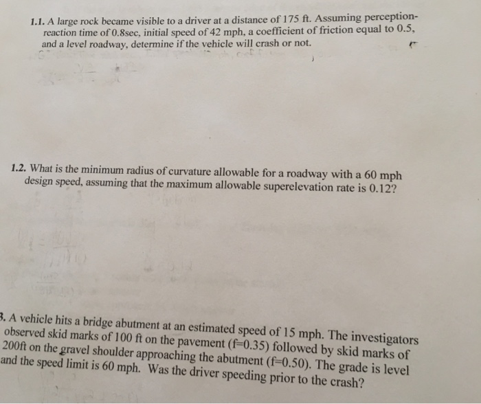 Solved reaction time of 0.8sec, initial speed of 42 mph, a | Chegg.com