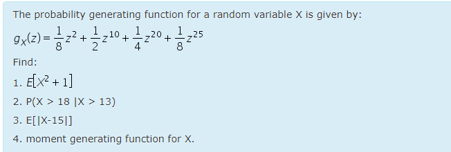 Solved The probability generating function for a random | Chegg.com