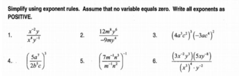 Solved Simplify using exponent rules. Assume that no | Chegg.com