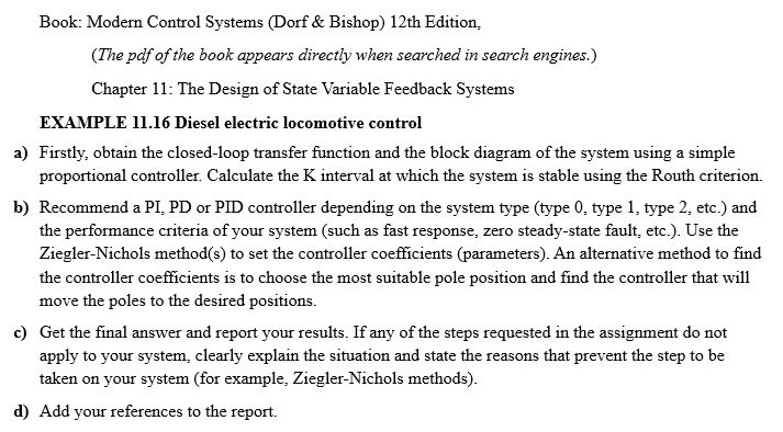 Solved Book: Modern Control Systems (Dorf \& Bishop) 12th | Chegg.com