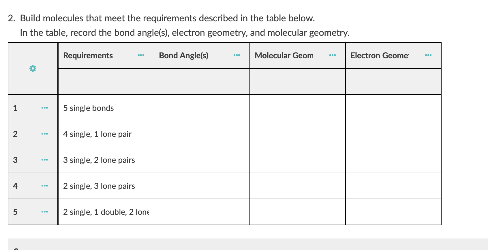 Solved 2. Build molecules that meet the requirements | Chegg.com
