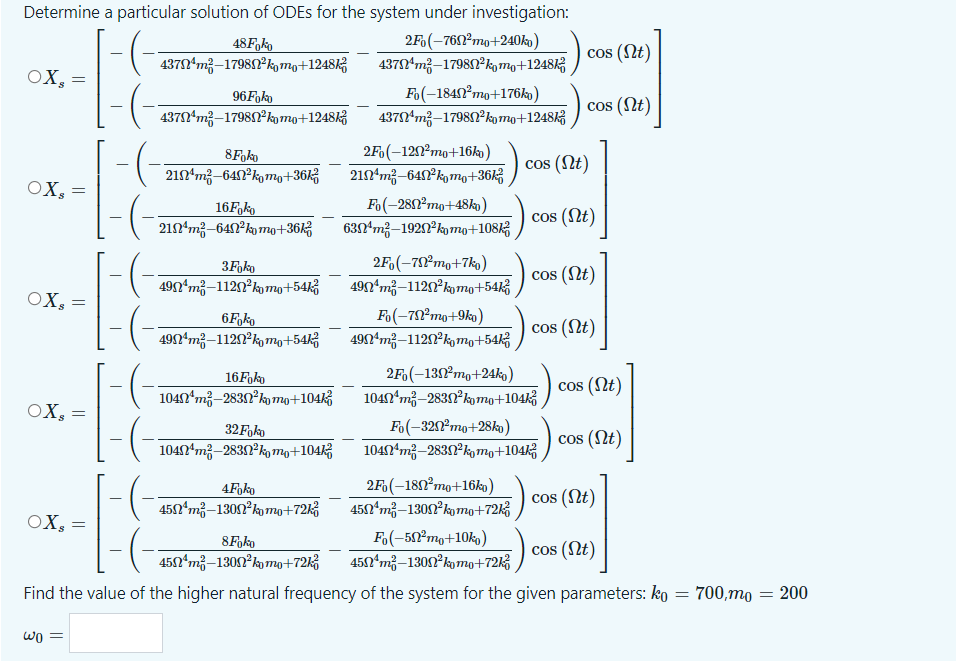 Solved Multi Degree of Freedom System Undamped Vibrations - | Chegg.com