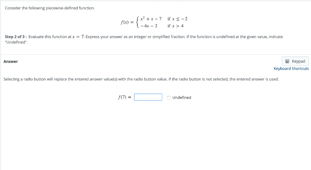Solved Consider the following piecewise-defined function. | Chegg.com