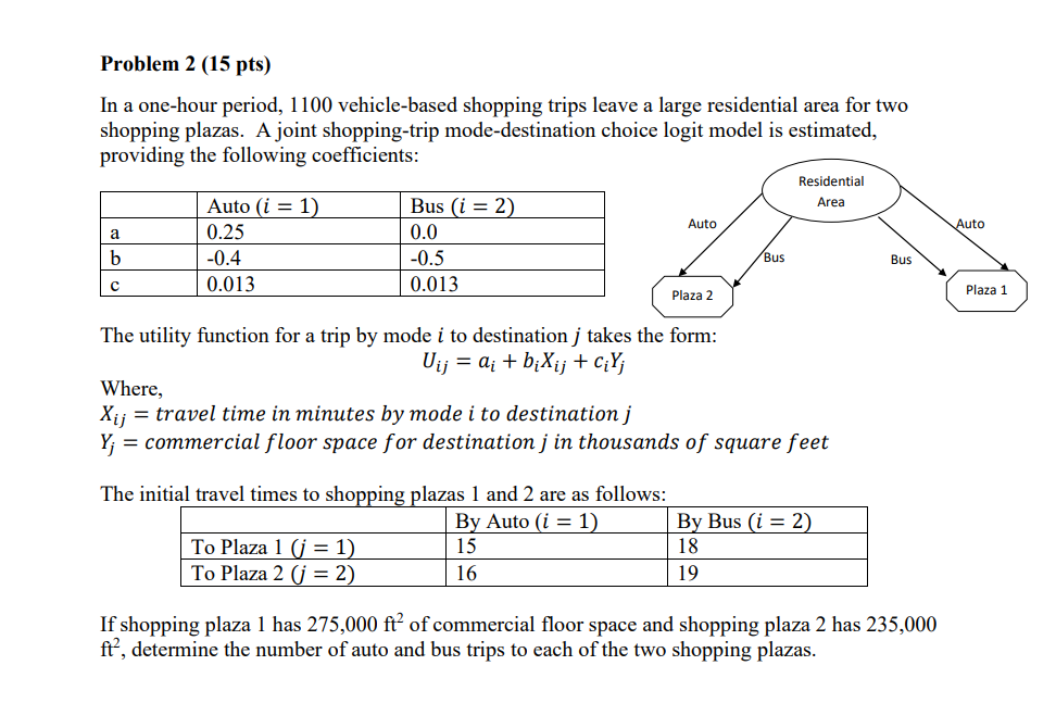 Solved Please solve for the number of auto and bus trips to | Chegg.com