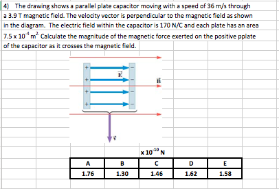 Solved 4) The drawing shows a parallel plate capacitor | Chegg.com