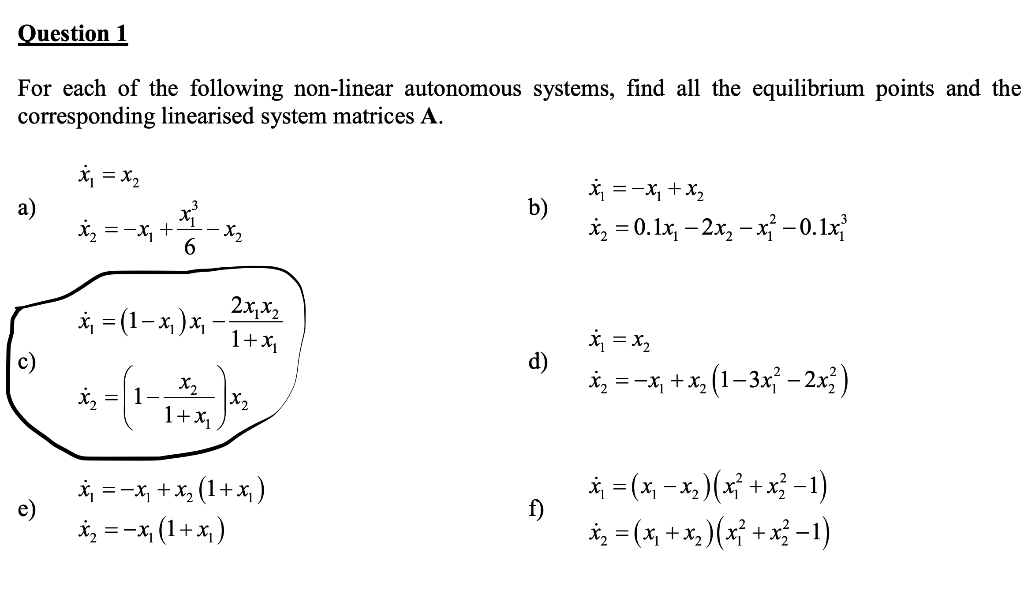Solved Question 1 For each of the following non-linear | Chegg.com