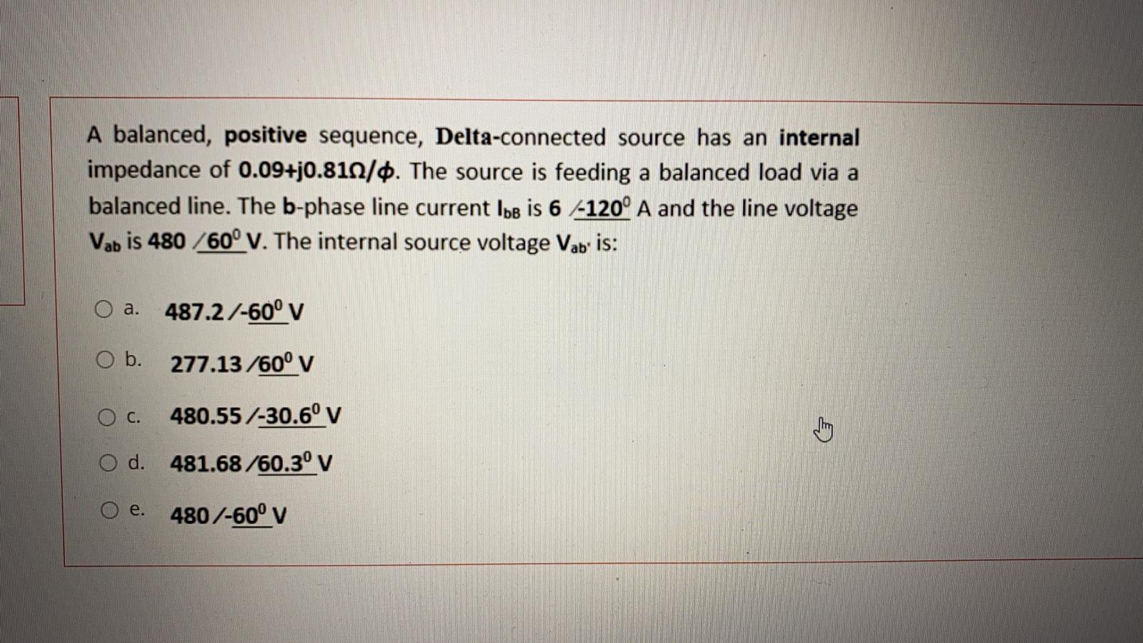 Solved A balanced, positive sequence, Delta-connected source | Chegg.com