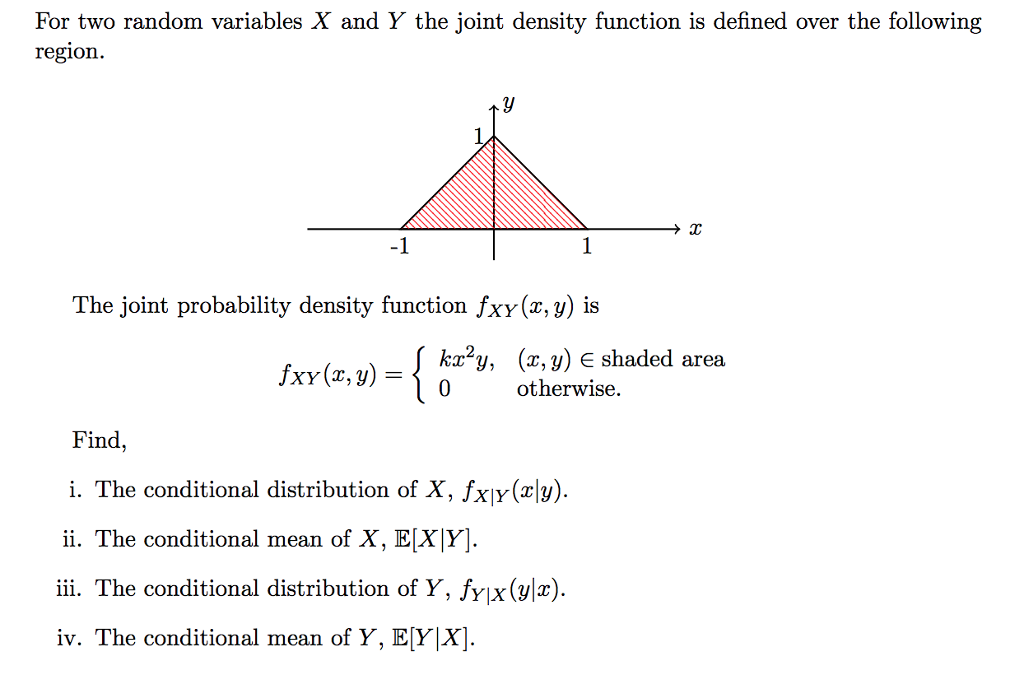 Solved For two random variables X and Y the joint density | Chegg.com