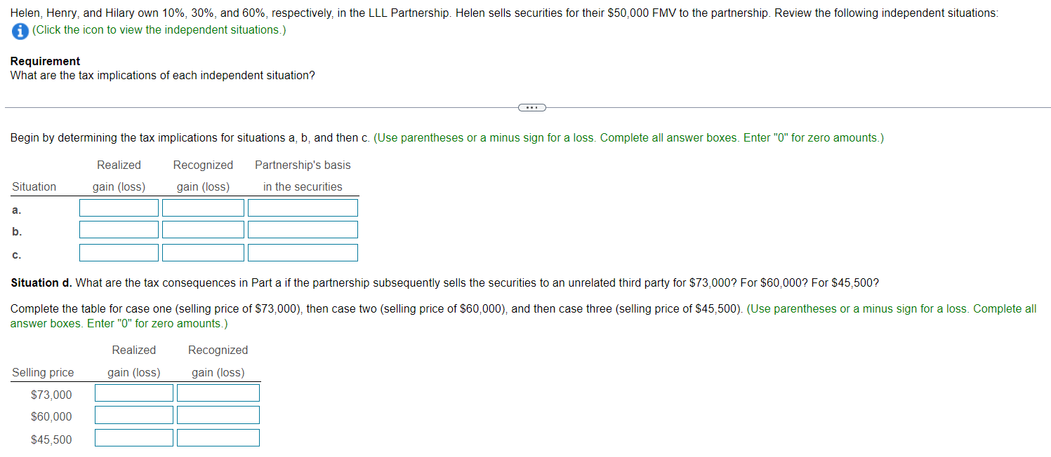 Helen, Henry, and Hilary own 10%,30%, and 60%, | Chegg.com