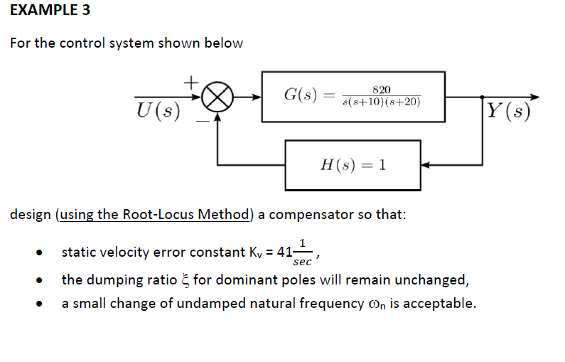 Solved EXAMPLE 3 For the control system shown below G(s) = | Chegg.com