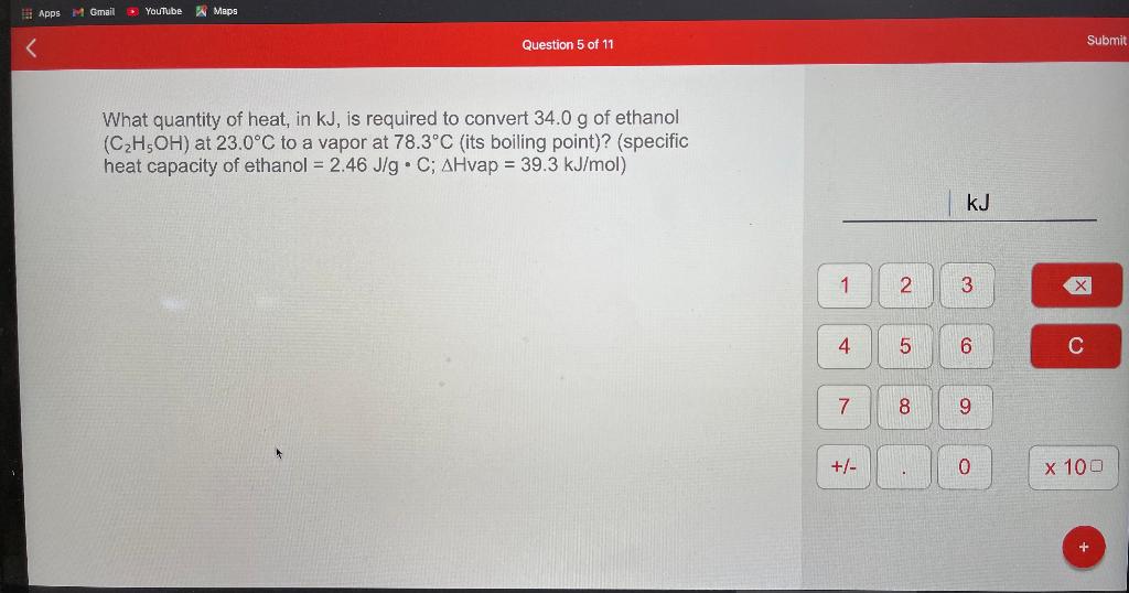 Solved Apps M Gmall Youtube Maps Question 3 of 11 Submit | Chegg.com