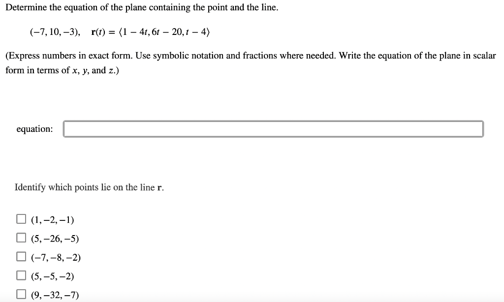 Solved Determine the equation of the plane containing the | Chegg.com