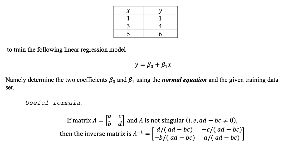 Solved to train the following linear regression model | Chegg.com