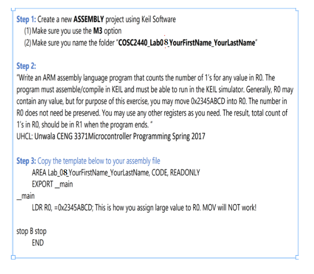 Step 1: Create a new ASSEMBLY project using Keil | Chegg.com