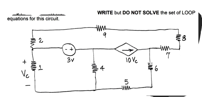 Solved WRITE but DO NOT SOLVE the set of LOOP equations for | Chegg.com