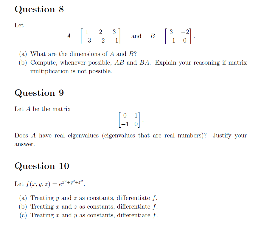 Solved Let A=[1−32−23−1] and B=[3−1−20] (a) What are the | Chegg.com